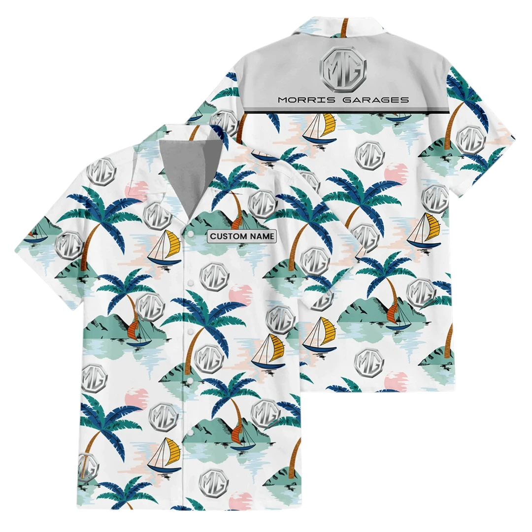 MG Cars Exclusive Logo Button Up Hawaiian Shirt Tropical Landscape ...