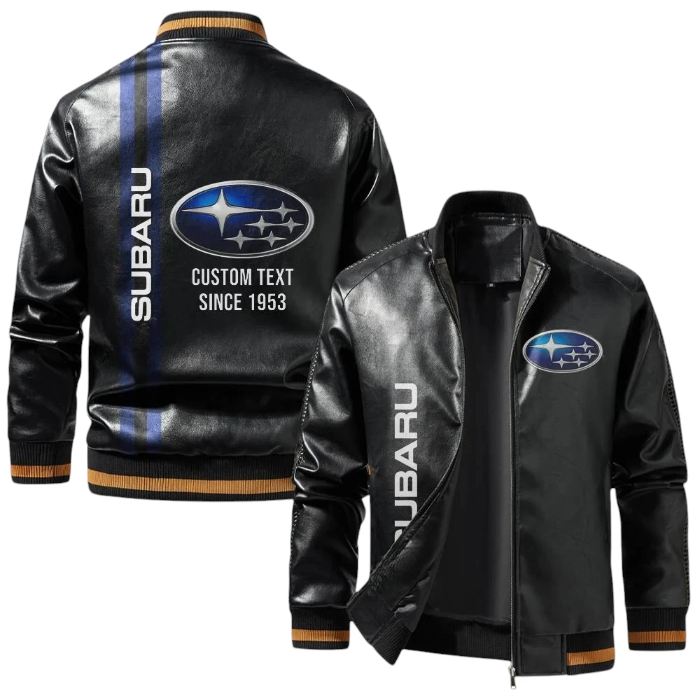 Vintage Subaru Exclusive Logo Jacket, Classic Ribbed Collar And Striped ...