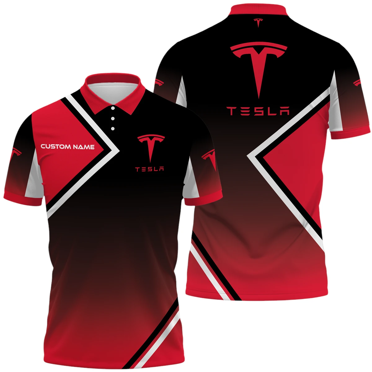 TESLA Polo Shirt All Over Print Gift For Sports Fans, Custom Name ...