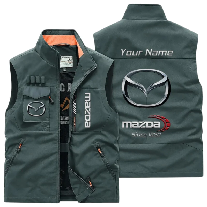 Mazda Multi Pocket Vest Sleeveless Men Outdoor Vest Lightweight Custom Name TN170425Y39MPVCT1MAZ ...