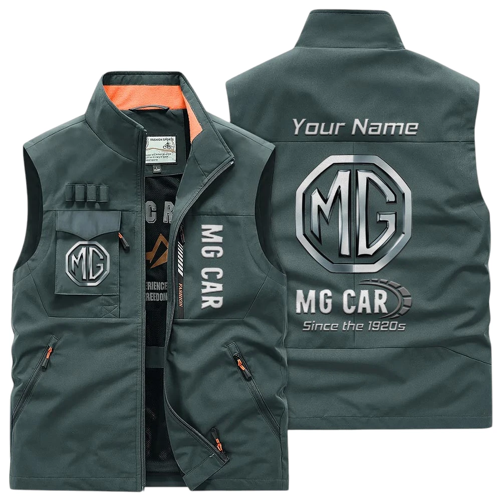 MG Car Multi Pocket Vest Sleeveless Men Outdoor Vest Lightweight Custom ...