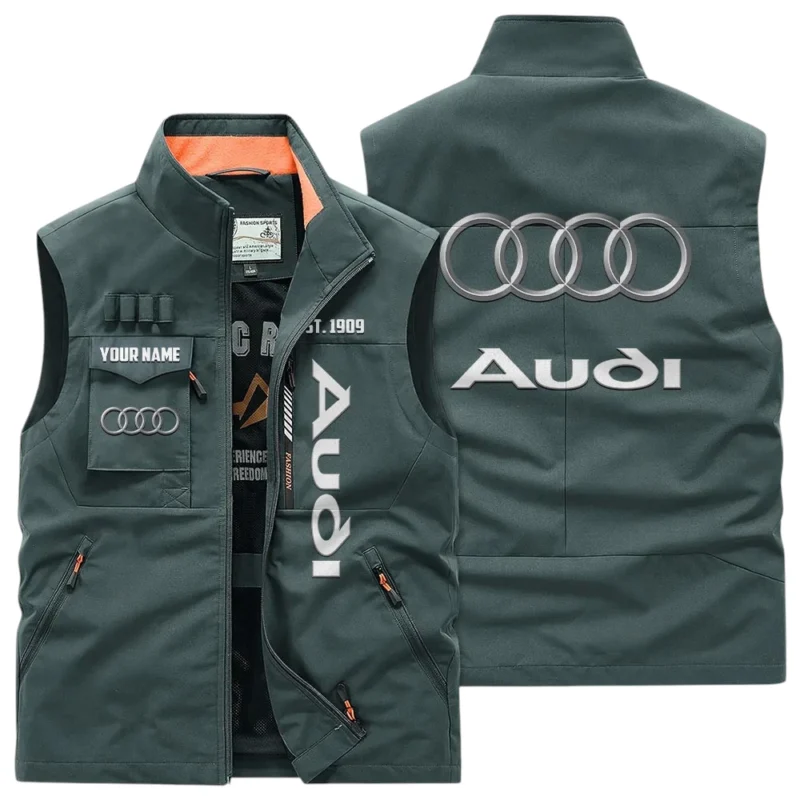 Audi Multi Pocket Vest Sleeveless Men Outdoor Vest Lightweight Custom ...
