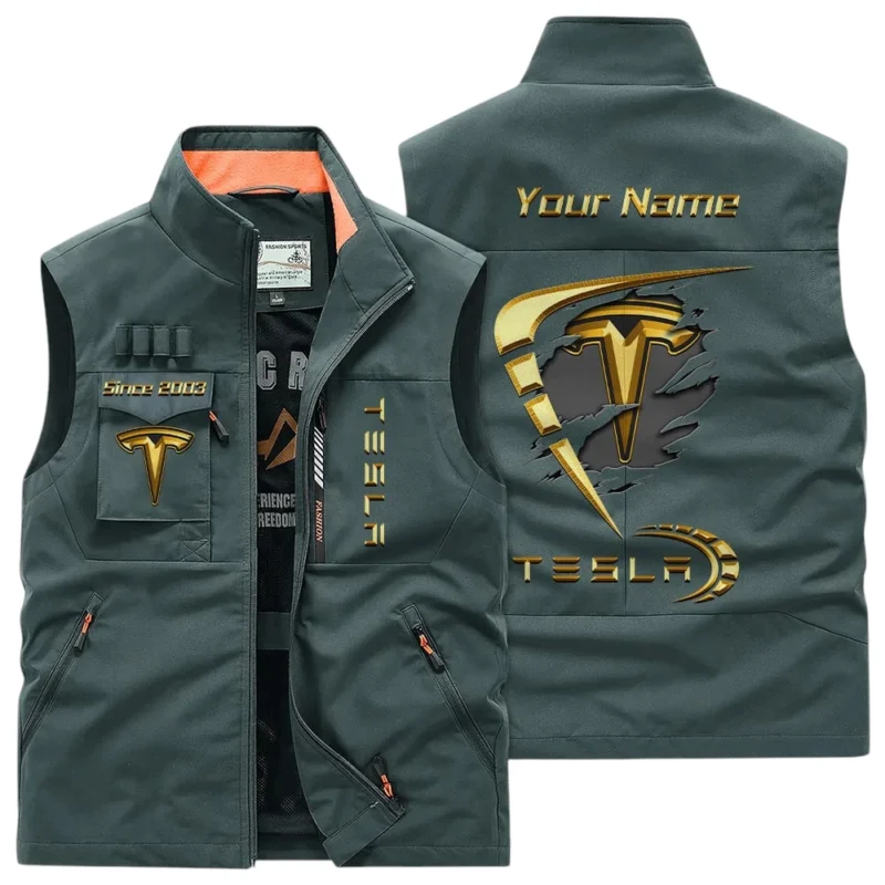Tesla Multi Pocket Vest Sleeveless Men Outdoor Vest Lightweight Custom ...